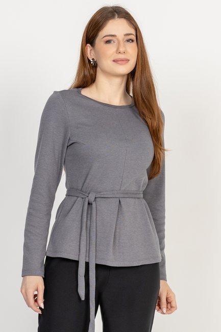 Blusa Feminina com Cinto Removível Grafite